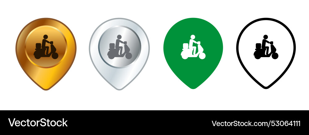 Delivery service motorcycle pinpoint location sign