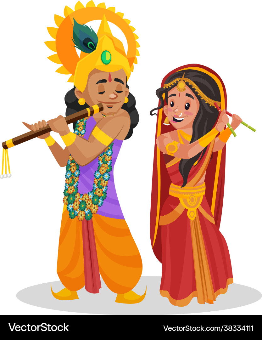 Draupadi lord krishna cartoon character Royalty Free Vector
