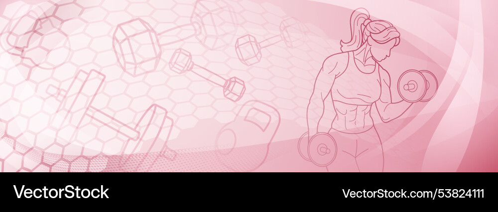 Fitness themed background in pink Royalty Free Vector Image