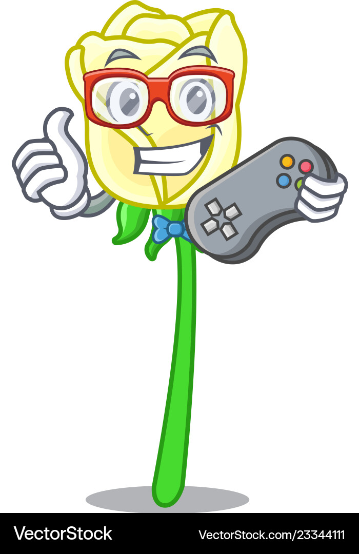 Gamer white rose the on character table Royalty Free Vector