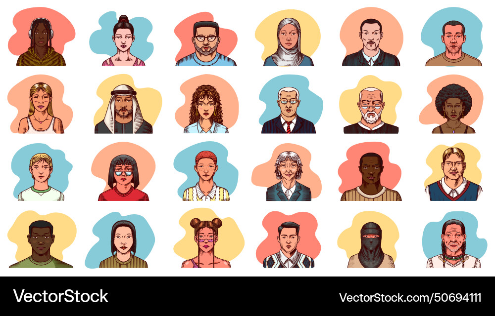 Human avatars collection faces of people Vector Image