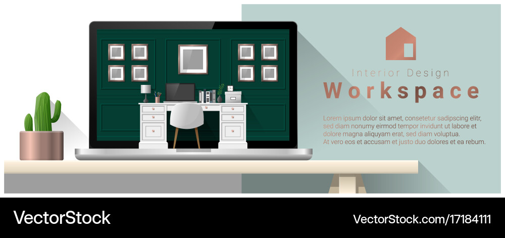 Interior design of modern office workplace Vector Image