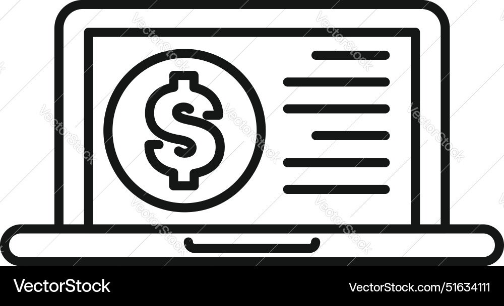 Laptop showing online payment system with dollar Vector Image