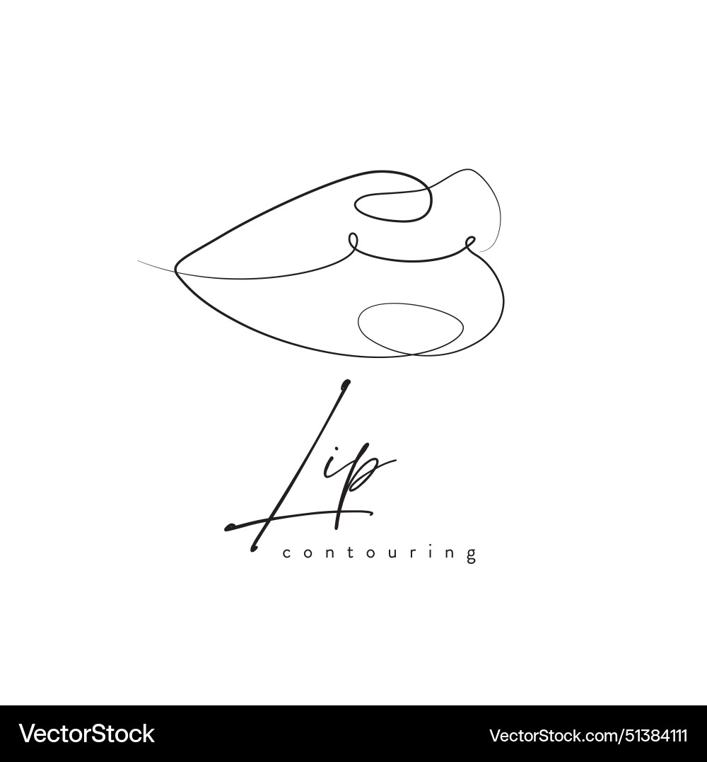 Lips contouring in linear style Royalty Free Vector Image