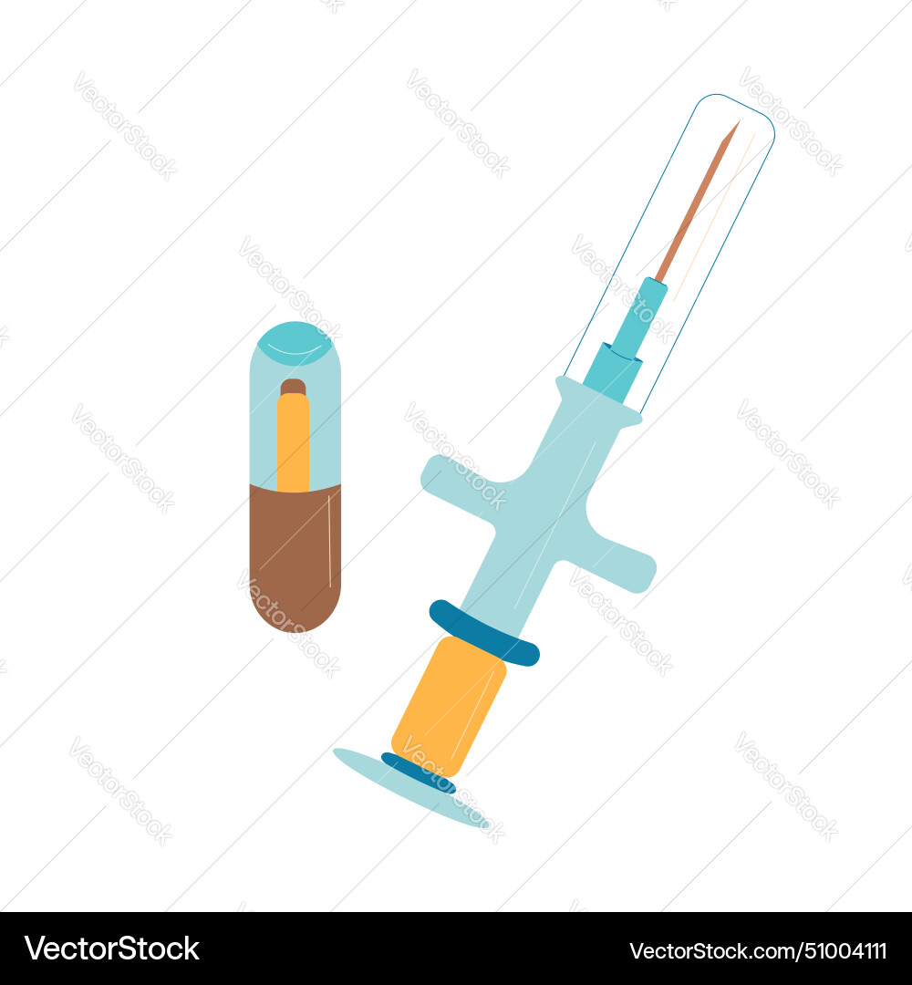 Microchip pets service chip and syringe isolated Vector Image