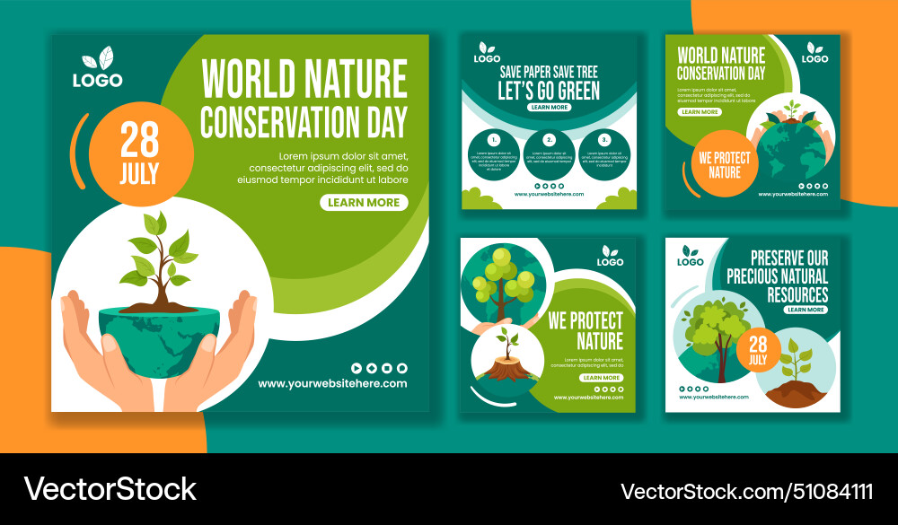 Nature conservation day social media post cartoon Vector Image
