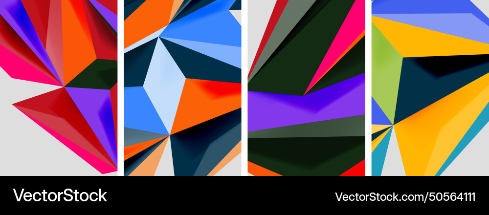 Set of mosaic triangle pattern abstract posters Vector Image