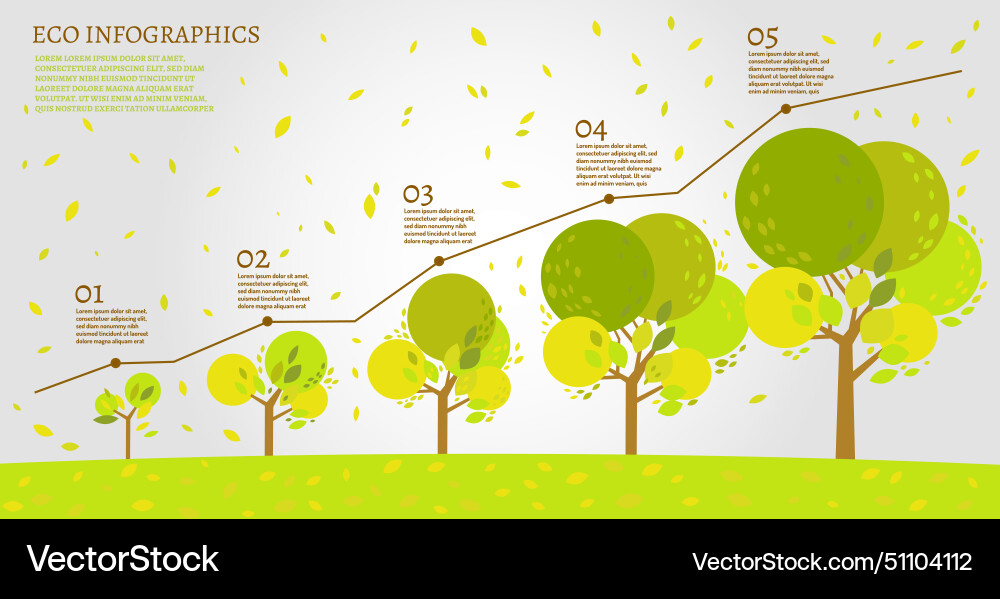 Beautiful bio infographics with leaves and trees Vector Image