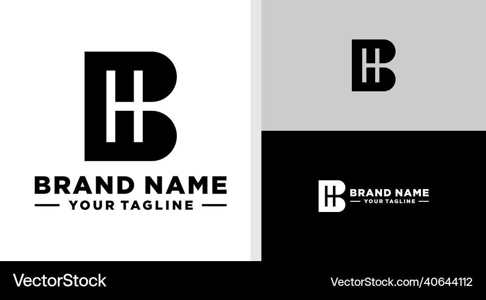 Bh logo monogram negative space editable Vector Image