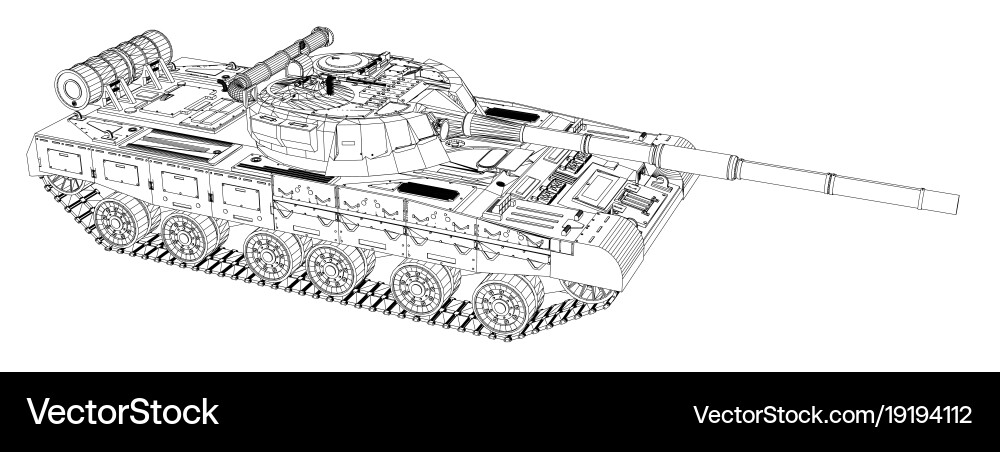 Blueprint of realistic tank Royalty Free Vector Image