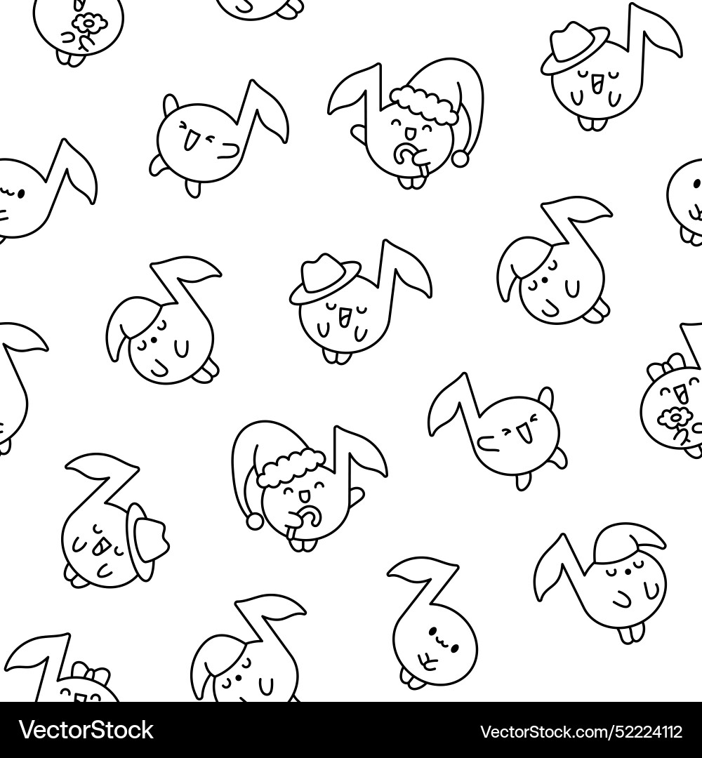 Cute little music note character coloring page Vector Image