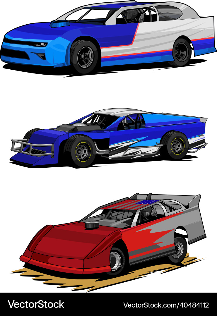 Dirt Racing Car Bundle Royalty Free Vector Image