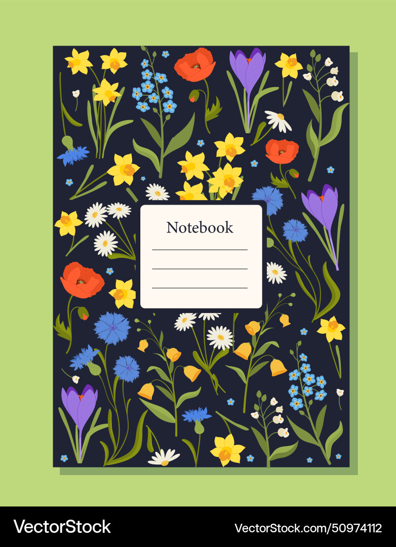 Flowers notebook cover concept Royalty Free Vector Image