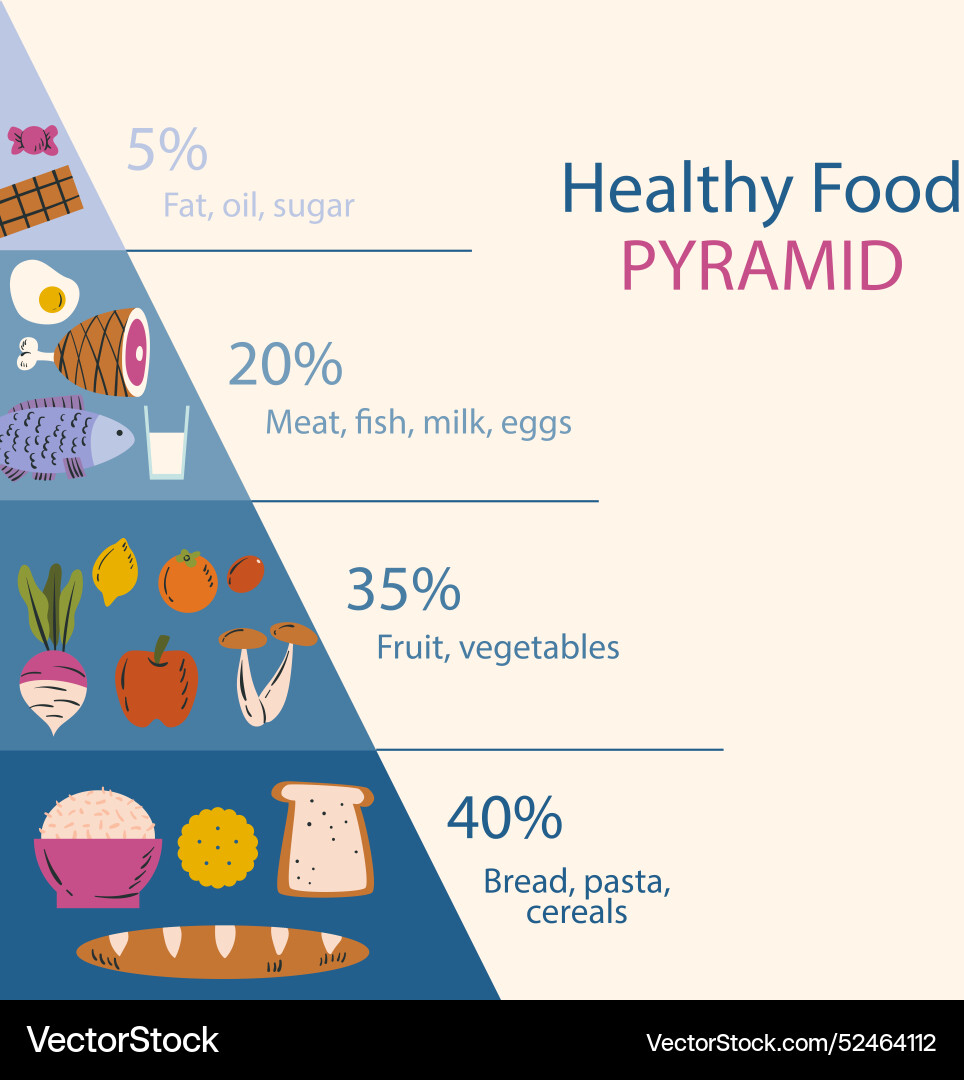 Healthy food pyramid for nutrition Royalty Free Vector Image