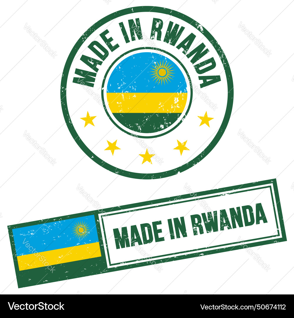 Made in rwanda stamp sign grunge style Royalty Free Vector