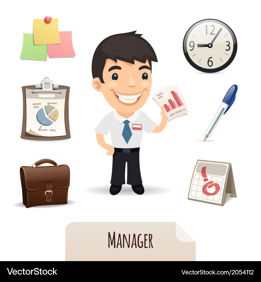 Male manager icons set Royalty Free Vector Image