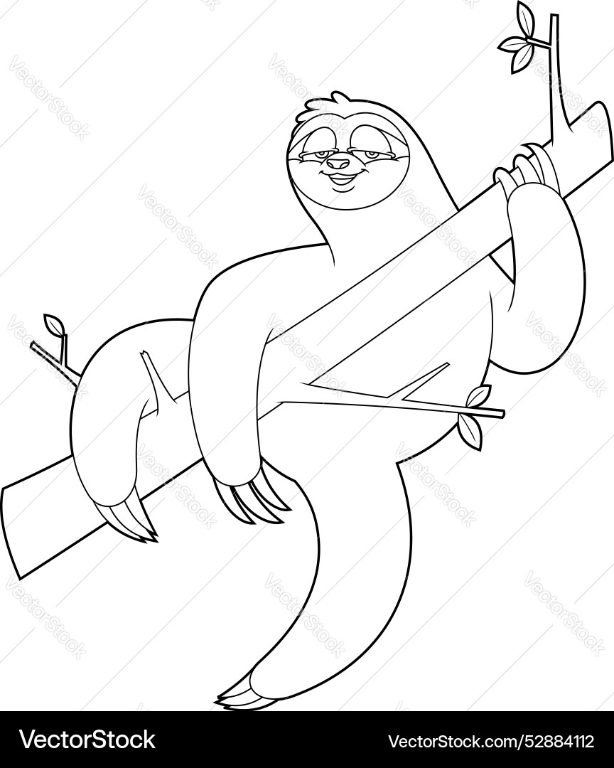 Outlined sloth animal cartoon character Royalty Free Vector