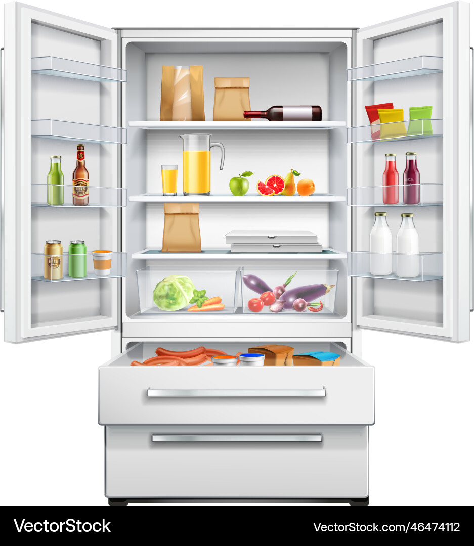 Realistic fridge Royalty Free Vector Image - VectorStock