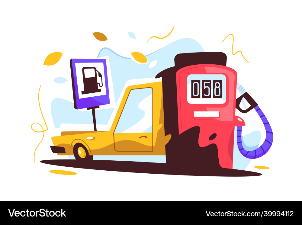 Refueling car on gas station Royalty Free Vector Image