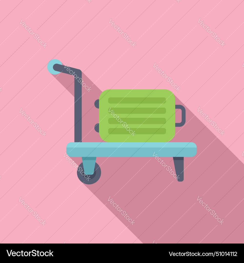 Service luggage trolley icon flat tour Royalty Free Vector