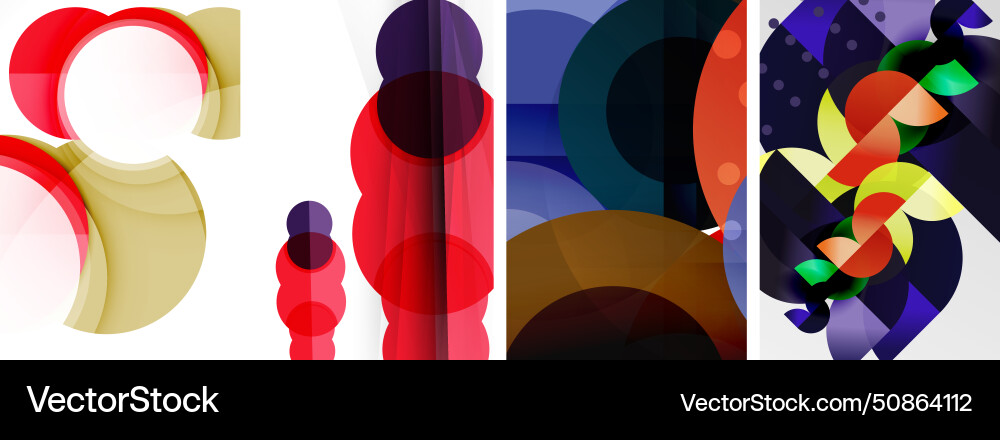 Set of circles geometric abstract posters Vector Image