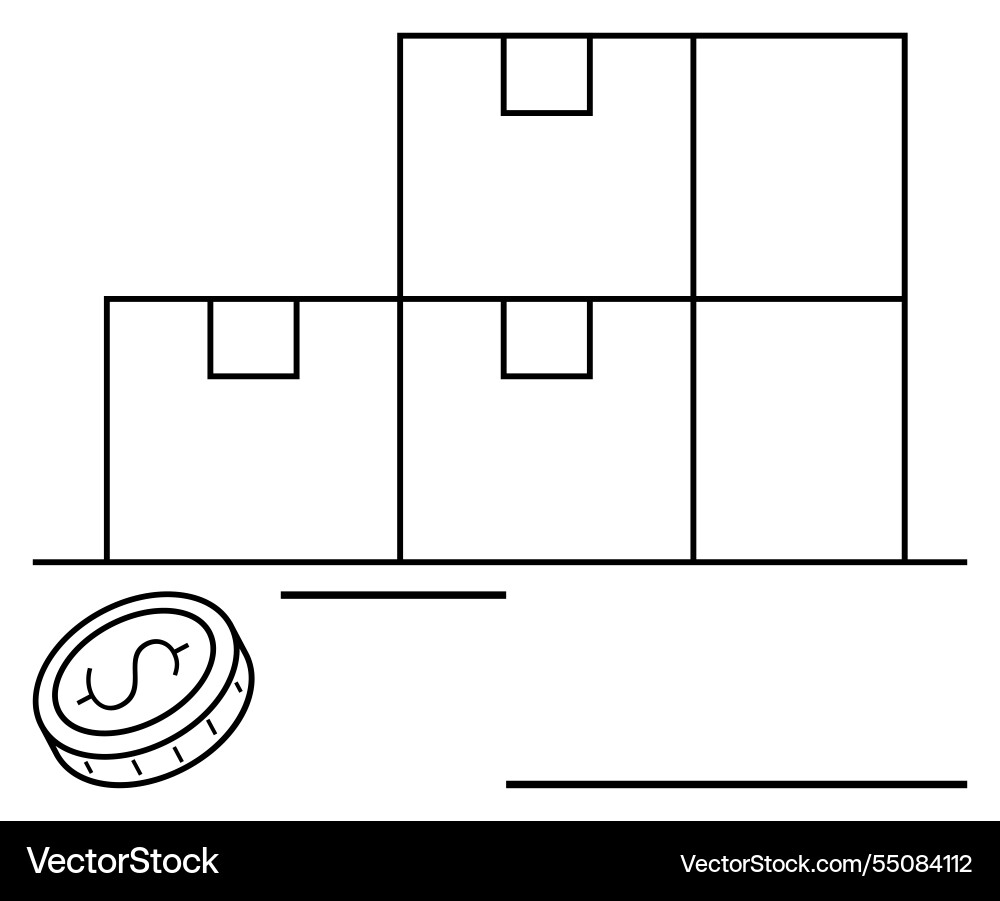 Stacked boxes with currency coin representing Vector Image