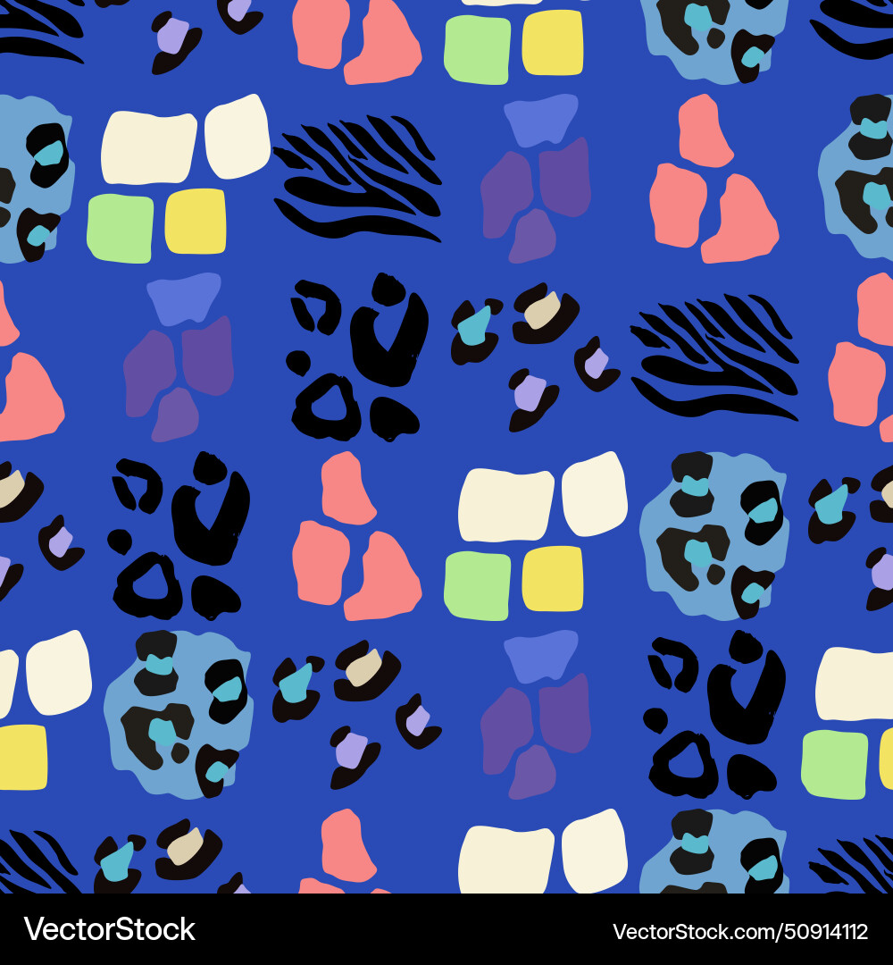 Textile art featuring colorful leopard print Vector Image