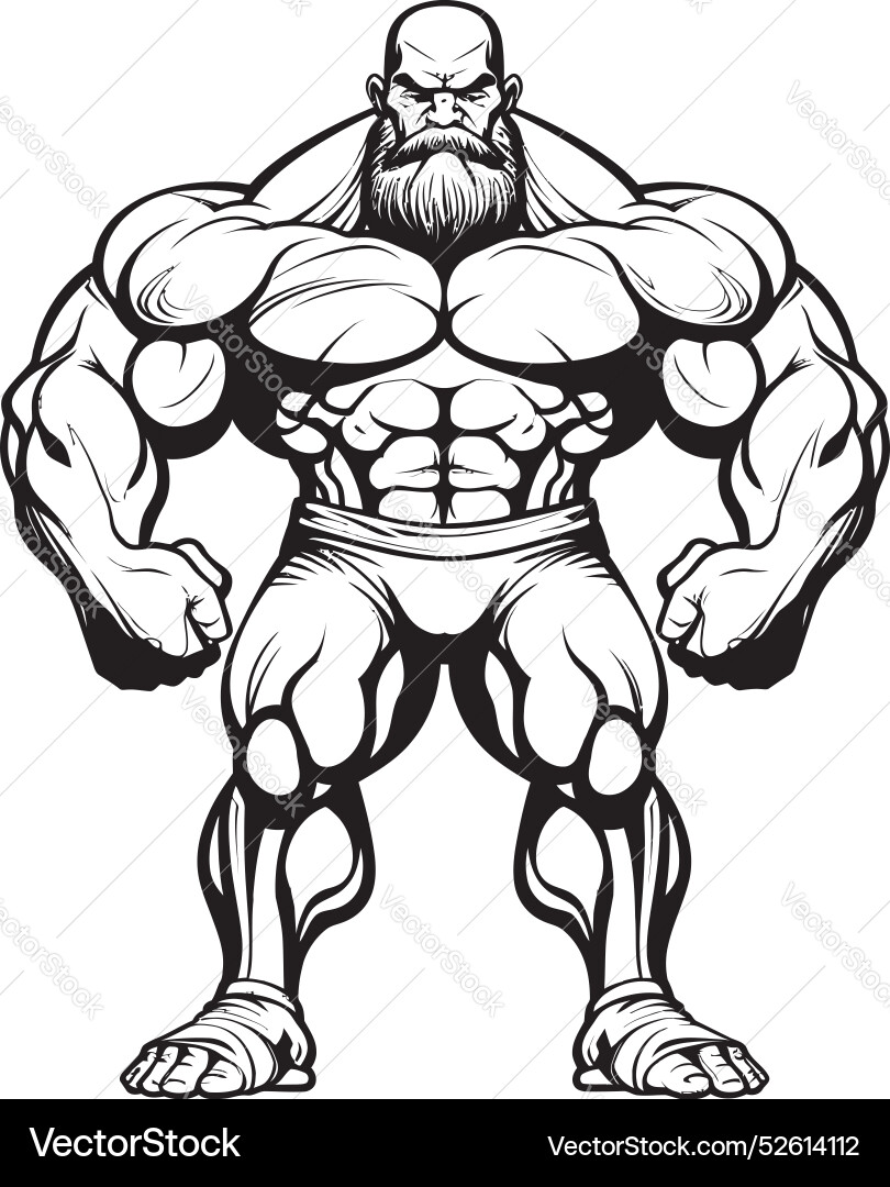 Zen pumped yogi a bodybuilder caricature finding Vector Image