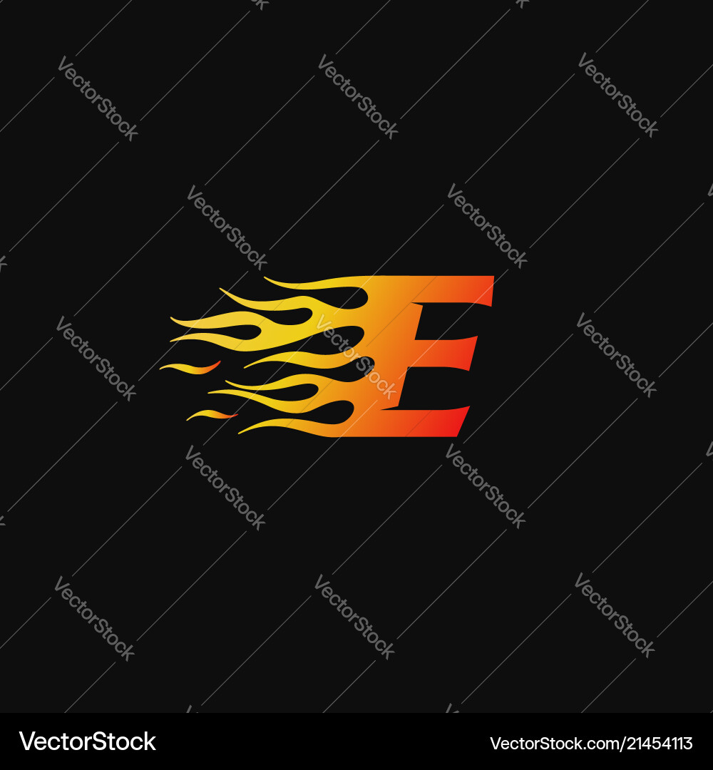 Burning E Flame Logo Template Royalty Free Vector Image