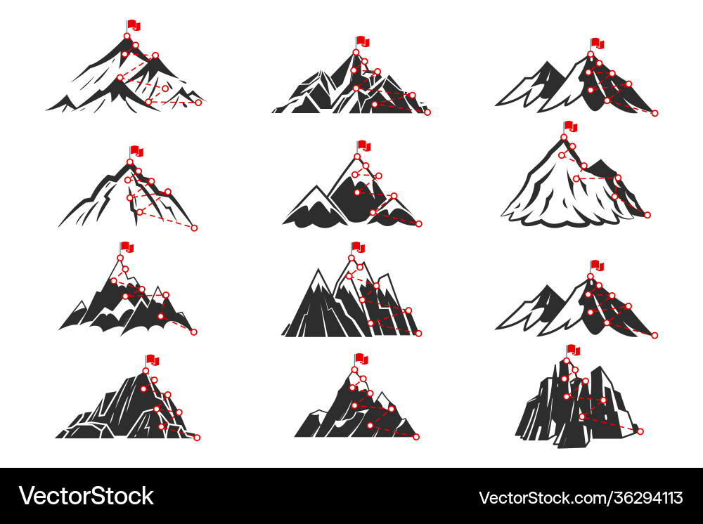 Mountain path sketch route to peak Royalty Free Vector Image