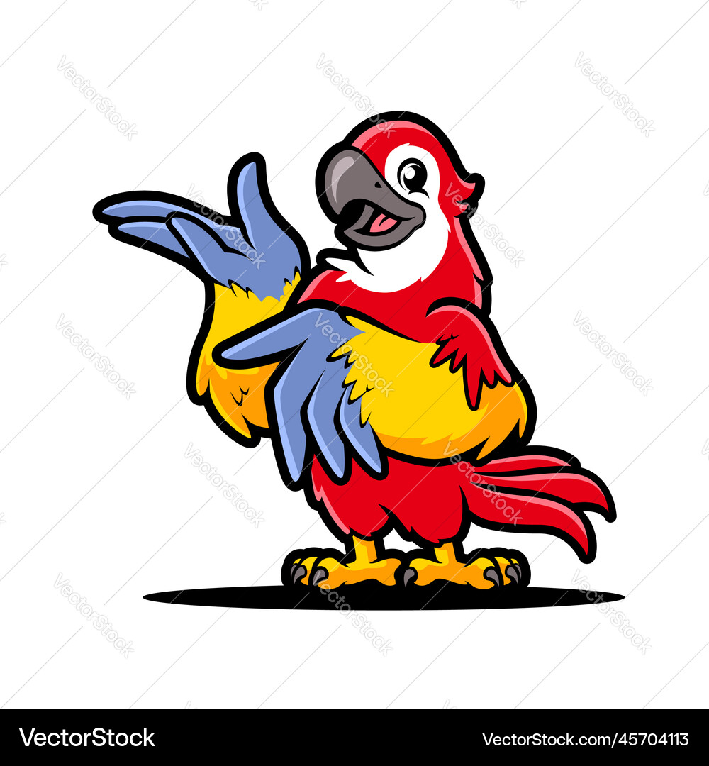 Parrot cartoon character mascot design Royalty Free Vector