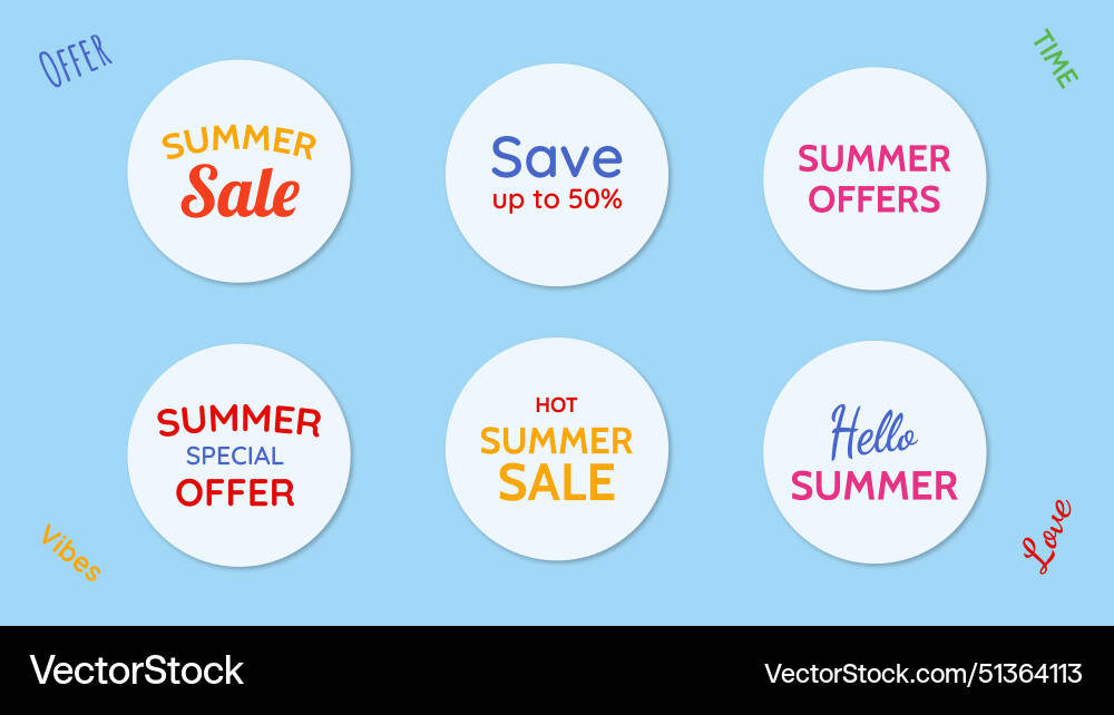 Summer sale and offers labels Royalty Free Vector Image