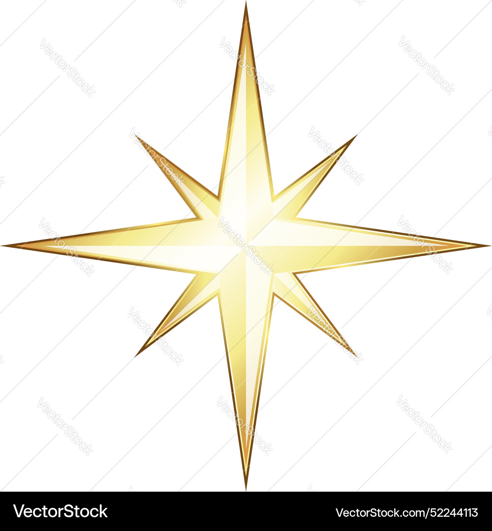 Yellow shining eight pointed star beautiful design