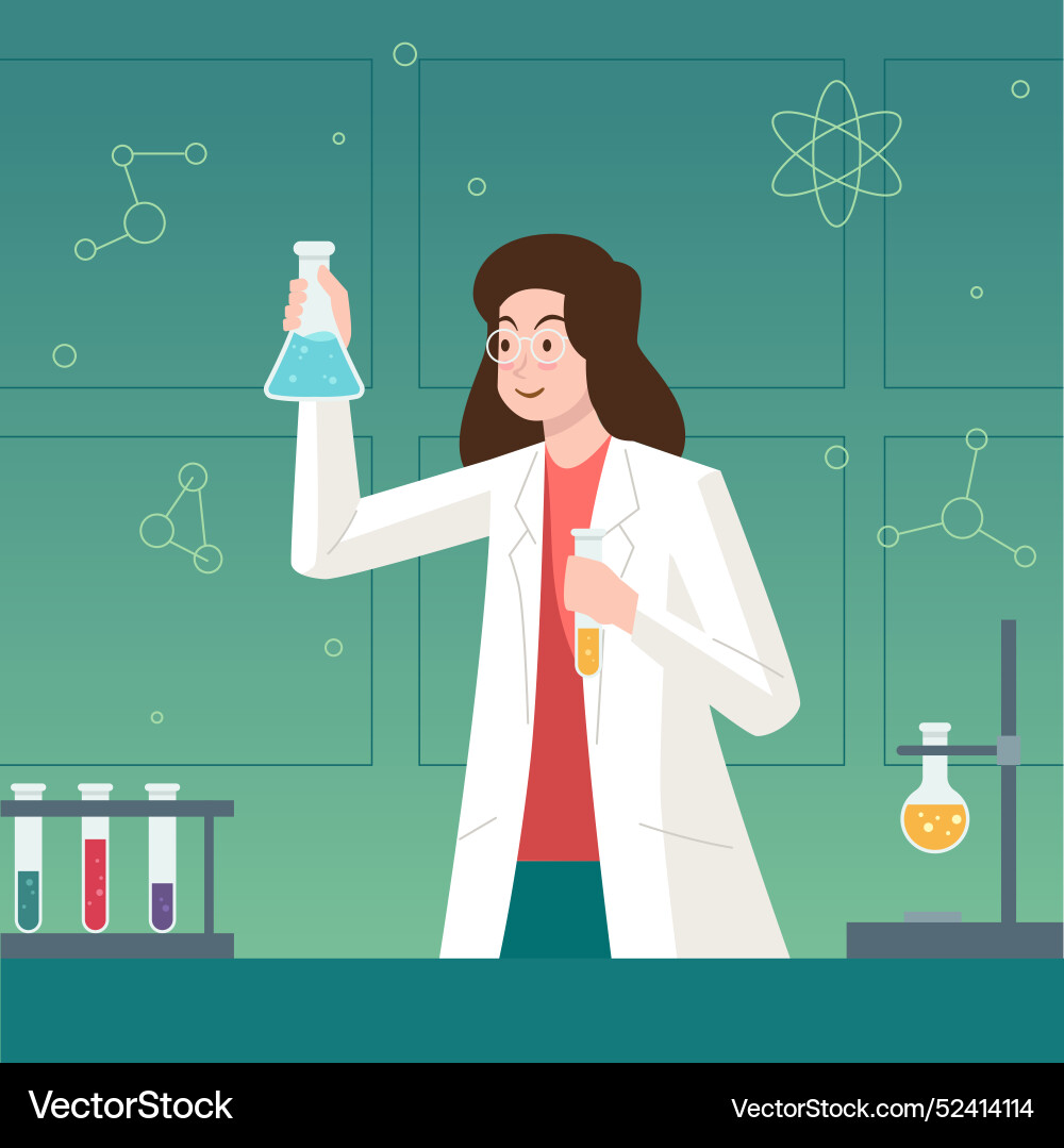 Colorful female scientist Royalty Free Vector Image