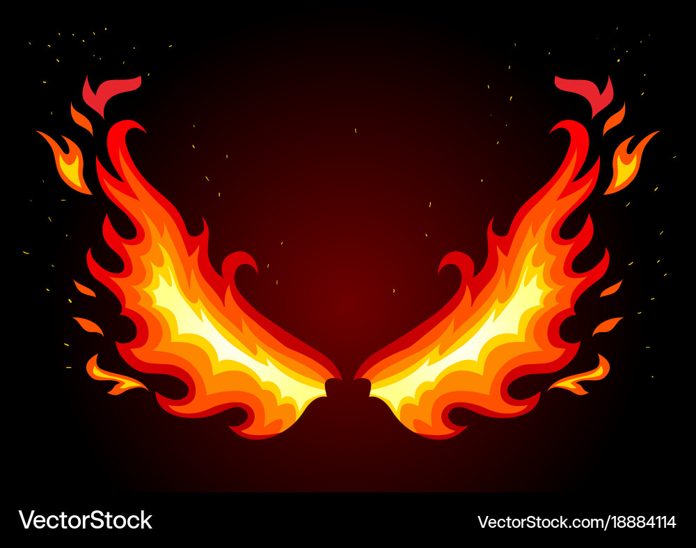 Fiery Wings Against Black Royalty Free Vector Image