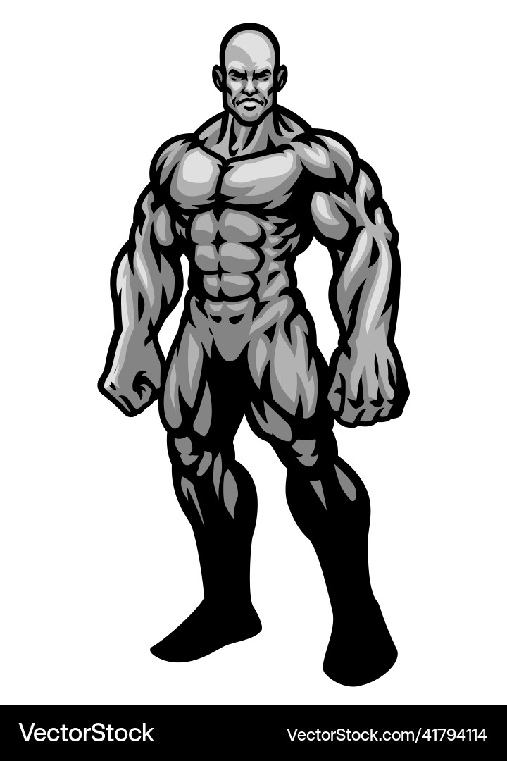 Huge muscle bodybuilder stance Royalty Free Vector Image