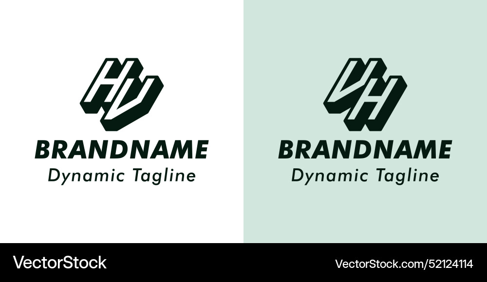 Letters hv and vh 3d monogram logo suitable Vector Image