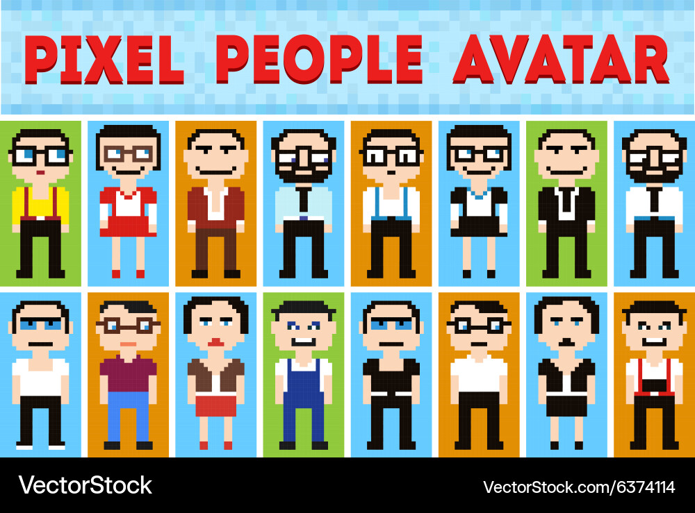 Pixel cartoon Royalty Free Vector Image - VectorStock