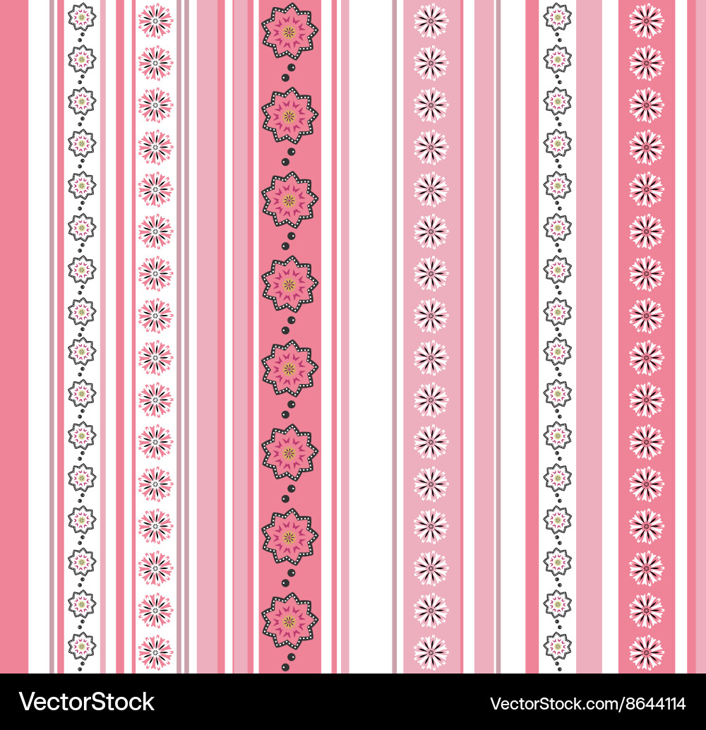 Seamless striped pattern with floral motif Vector Image