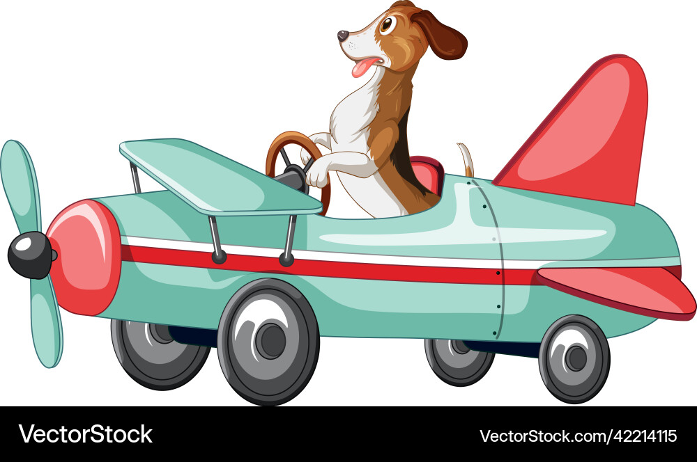 A dog driving plane on white background Royalty Free Vector