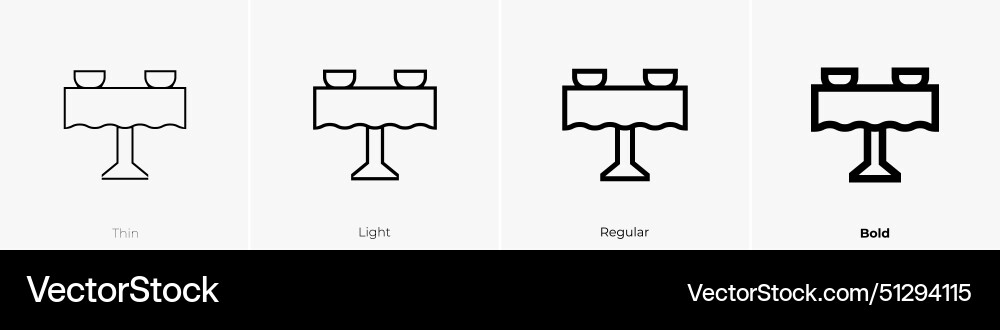 Dinner table icon thin light regular and bold Vector Image
