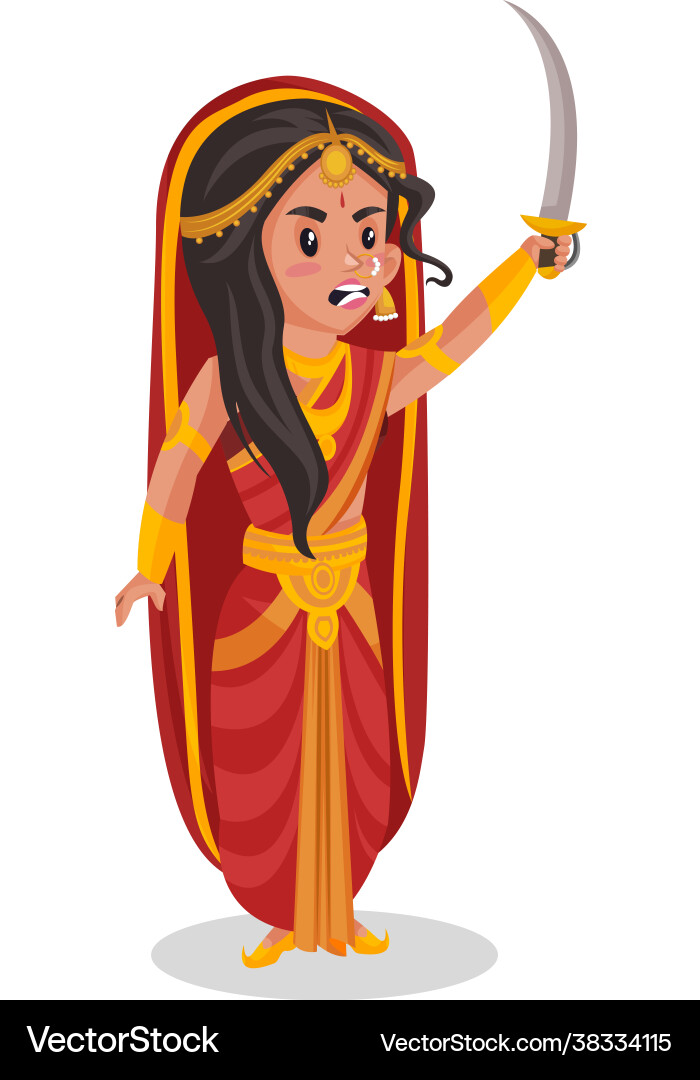 Draupadi cartoon character Royalty Free Vector Image