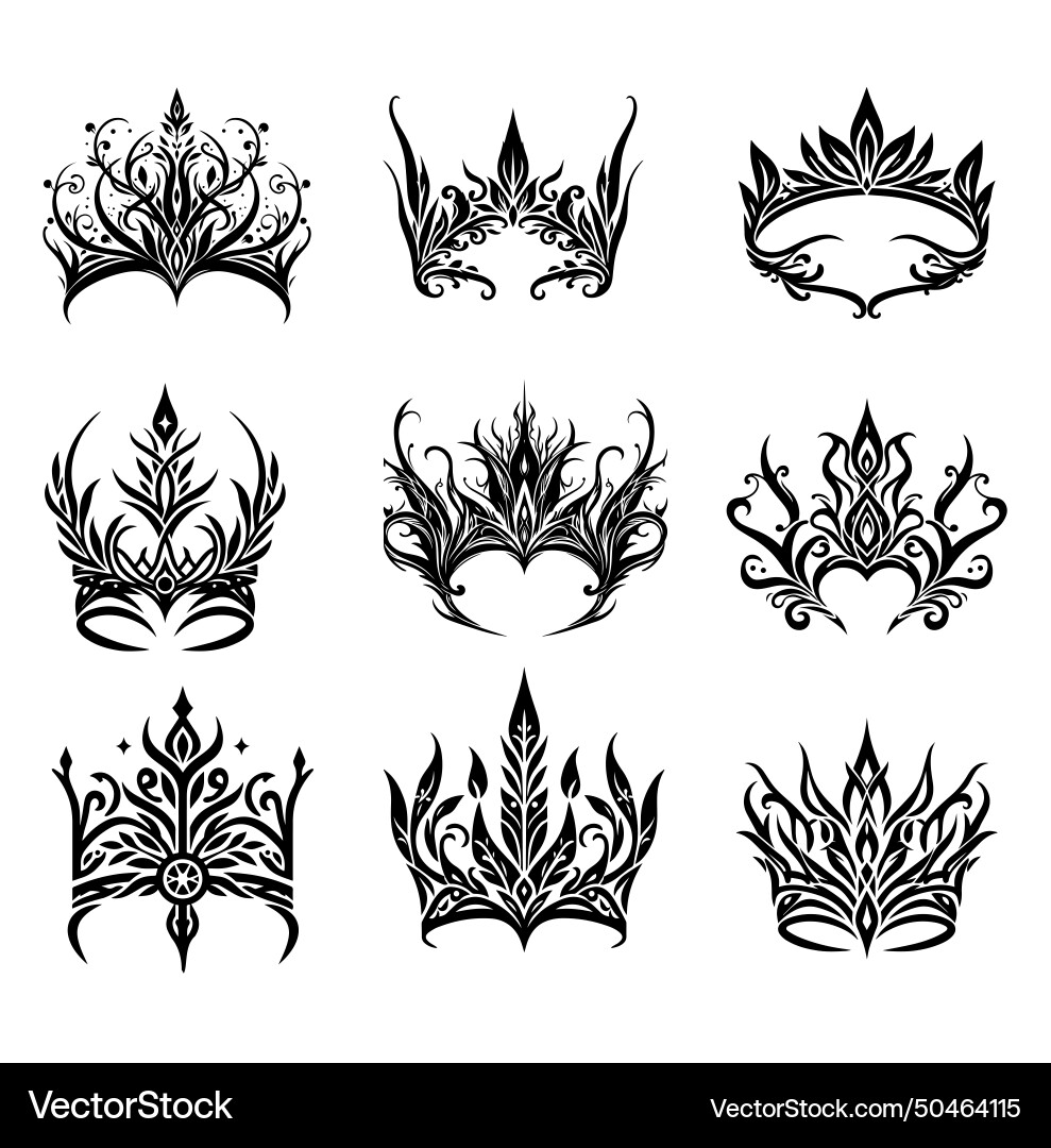 Elven style crowns Royalty Free Vector Image - VectorStock