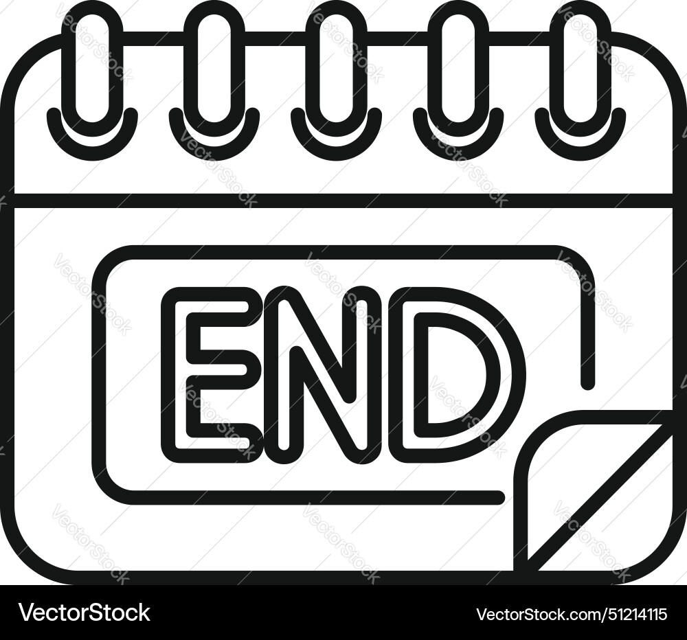 End calendar duration icon outline date Royalty Free Vector