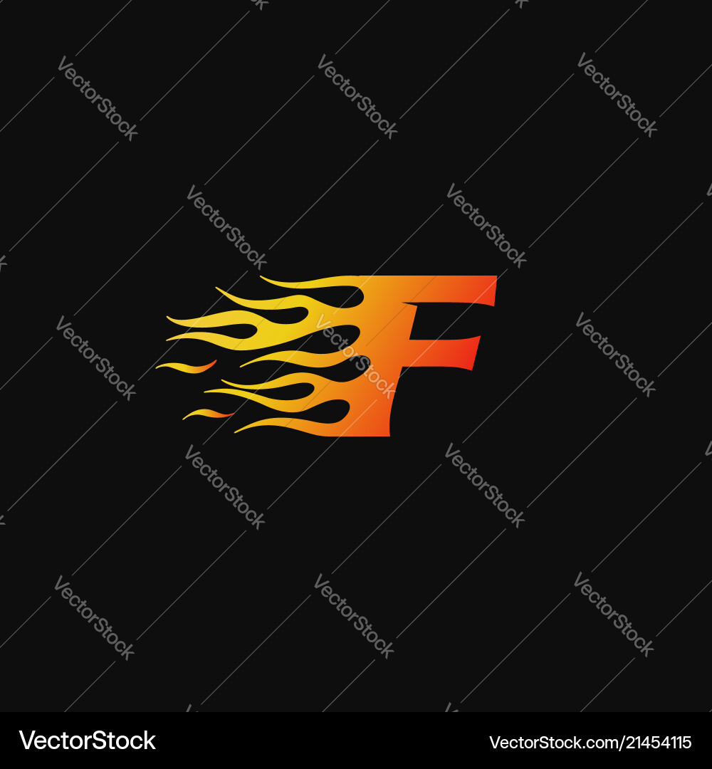 Letter f burning flame logo design template Vector Image