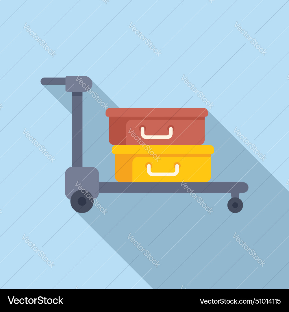 Move luggage trolley icon flat weight Royalty Free Vector