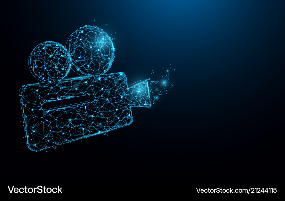 Movie projector form lines triangles and particle Vector Image