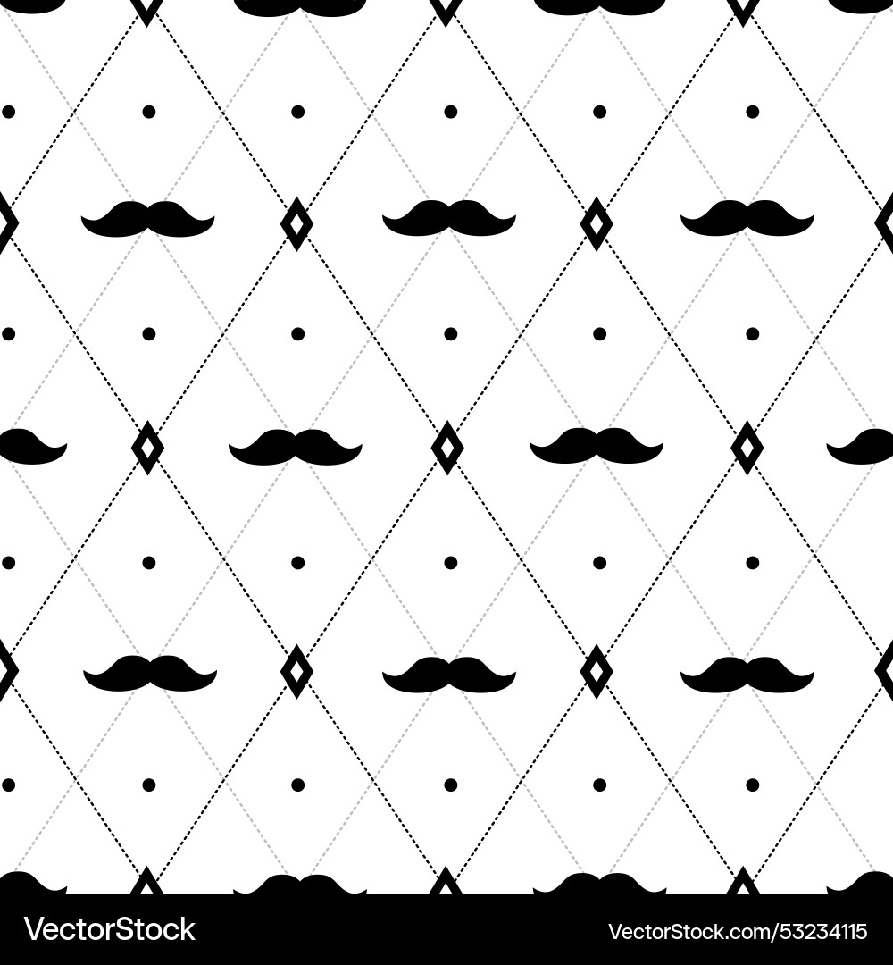 Mustache seamless pattern father day retro Vector Image