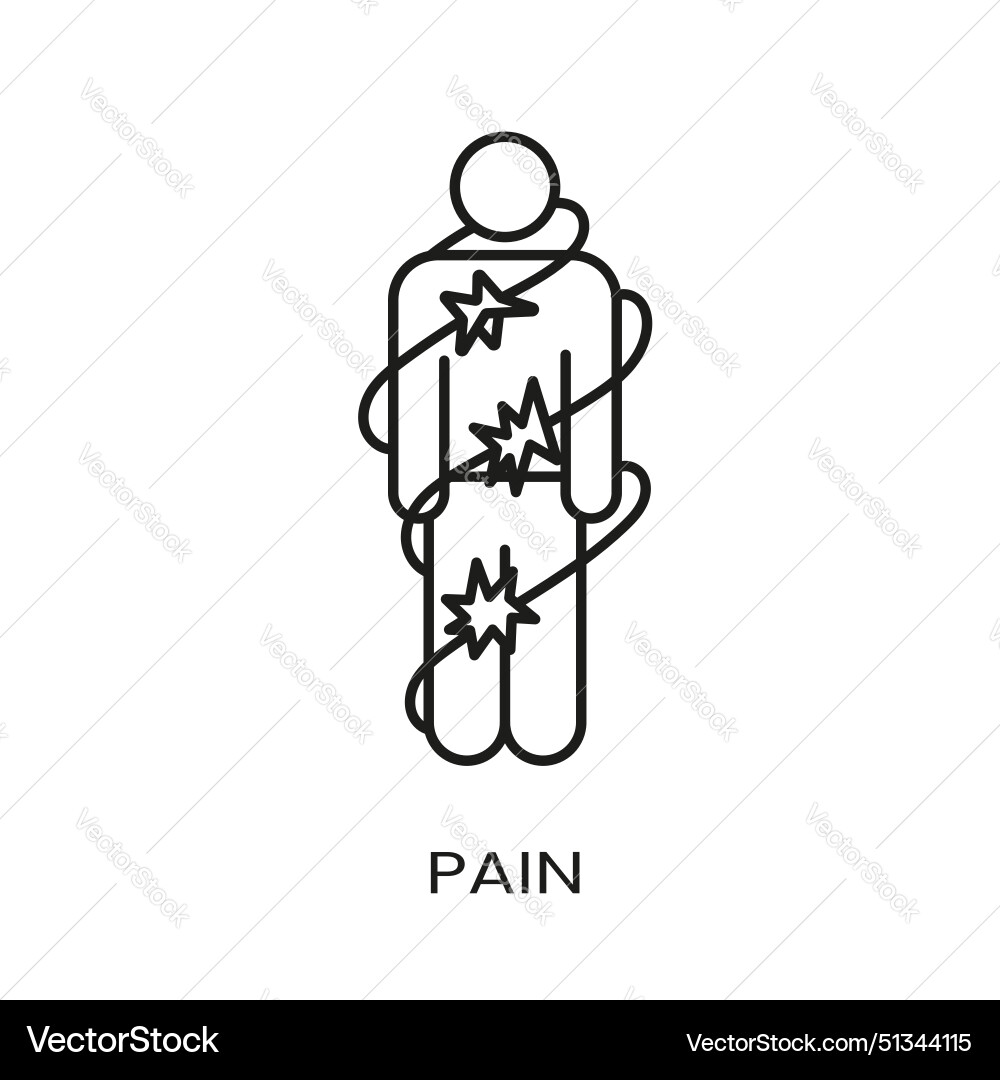 Pain line icon with editable stroke Royalty Free Vector