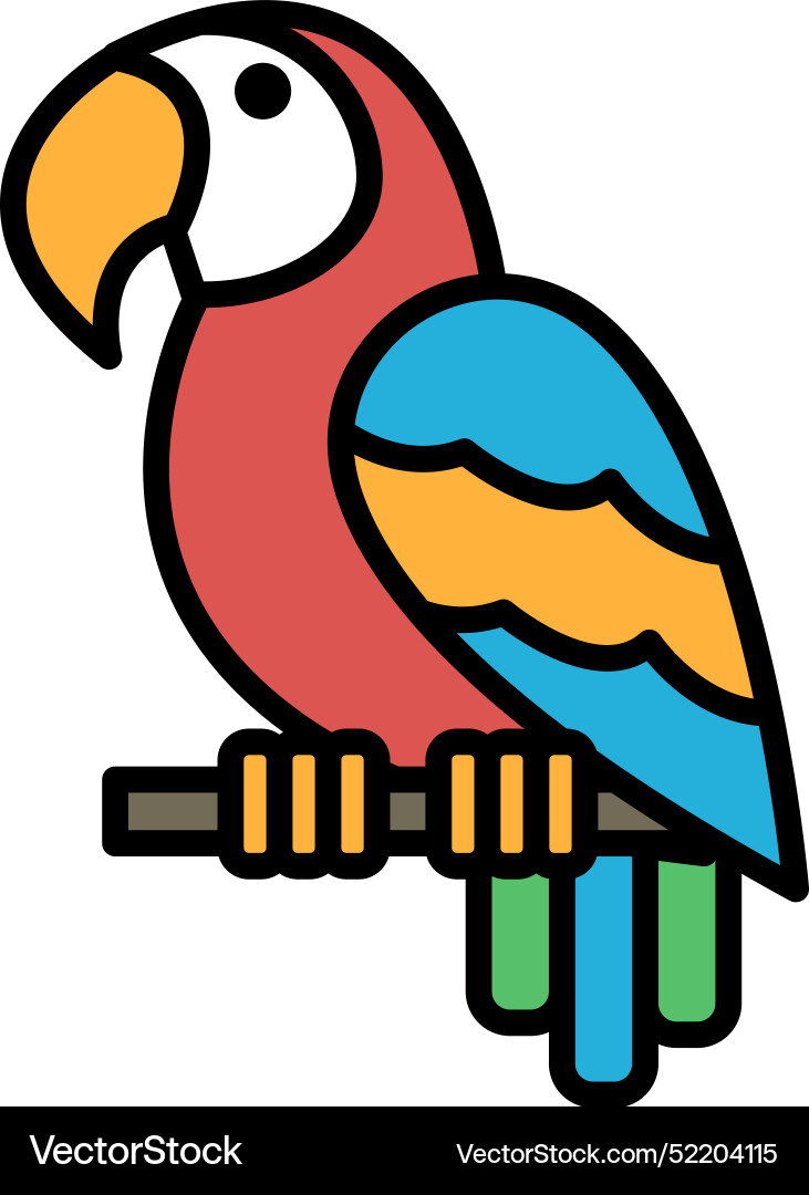 Parrot in line icon style Royalty Free Vector Image